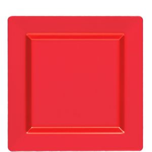 Red Premium Plastic Square Lunch Plates 10ct - Party City