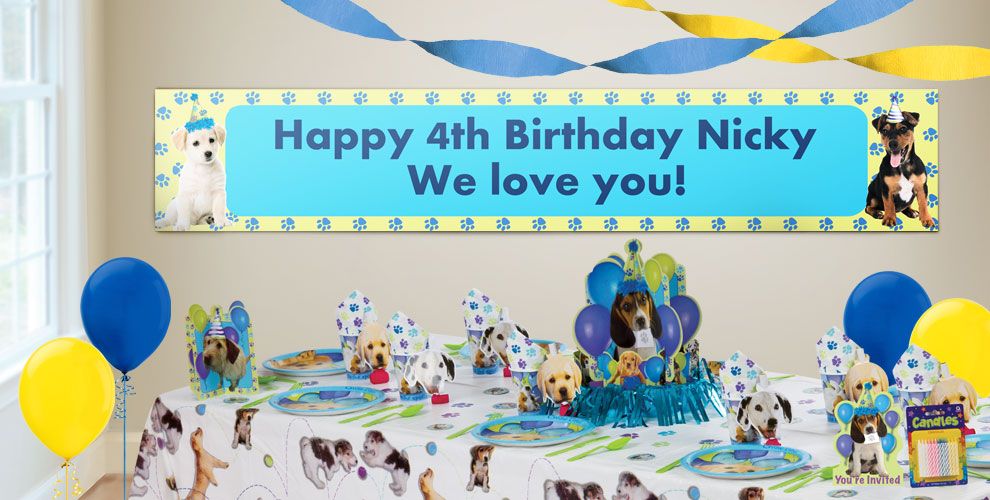 Custom Party Pups Birthday Banners - Party City